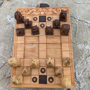 Animal Chess Set, Handcarved Wooden Animal Chess Set - Chinese Jungle ...