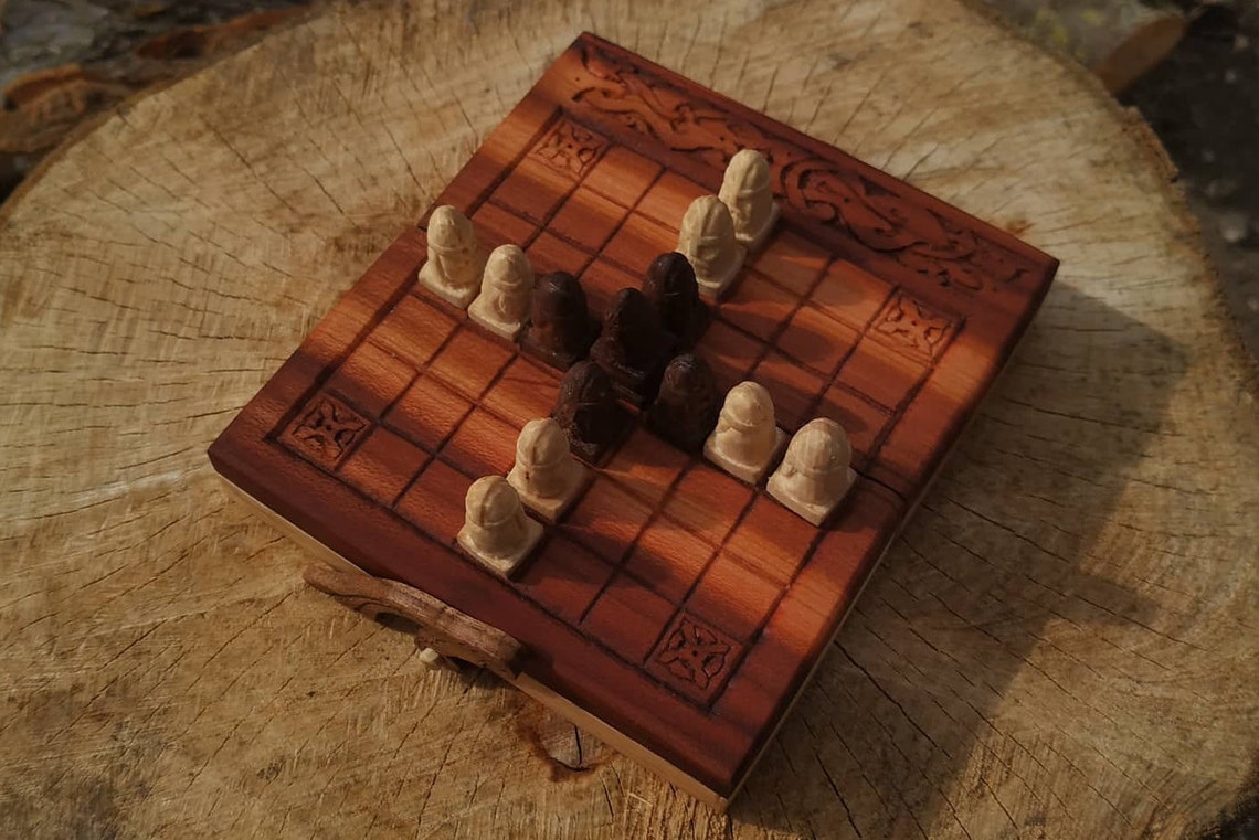 Three Wood Brandubh Old Irish Board Game Brandubh Game of | Etsy