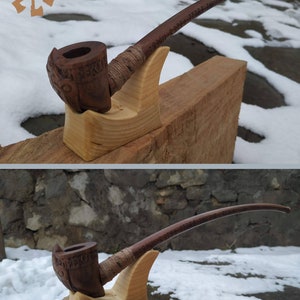 Smoking Pipe With Odin's Raven, Walnut Smoking Pipe With Viking Raven ...