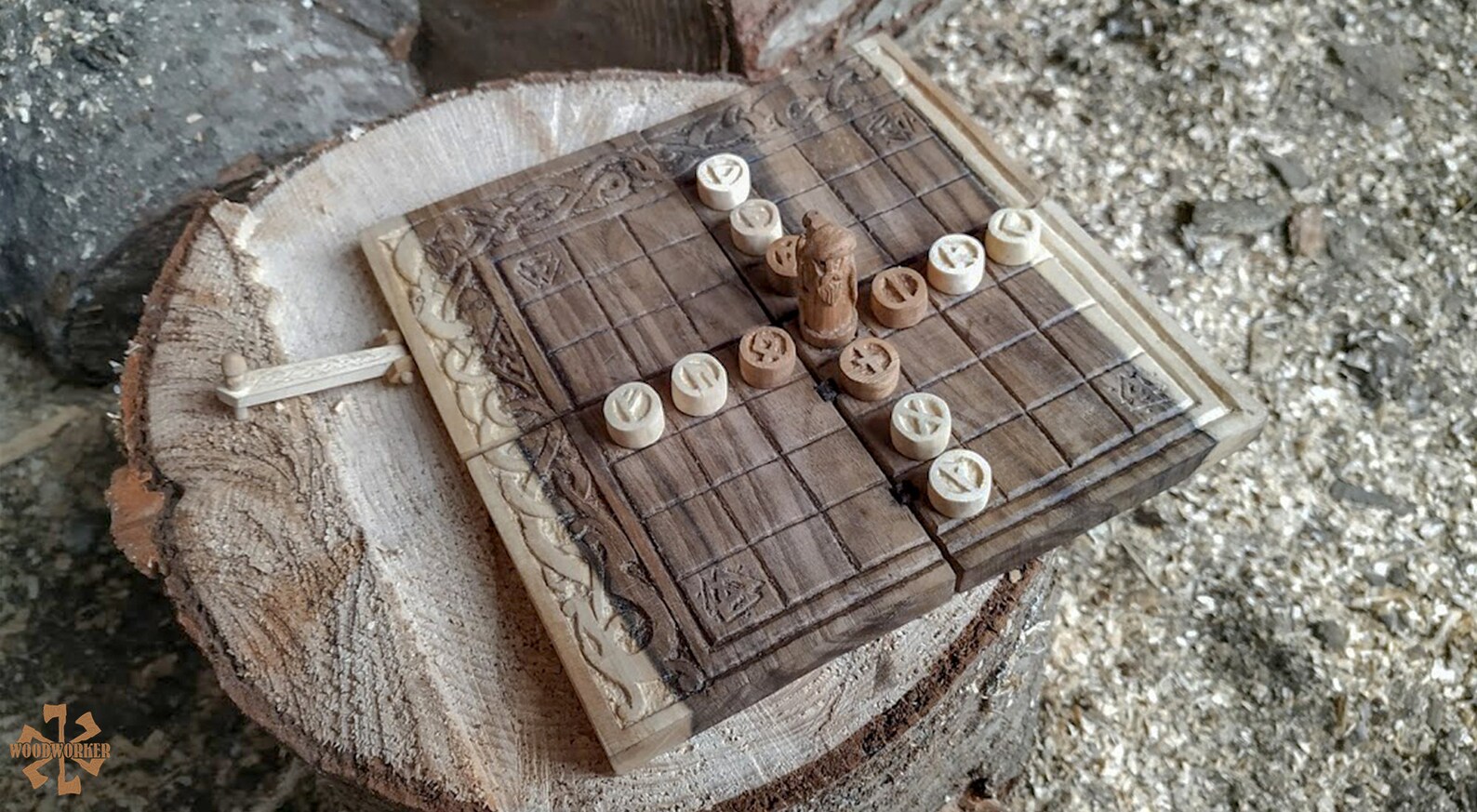 Handmade Brandubh Board Game: Carved Runes, Norse Odin Design - Etsy