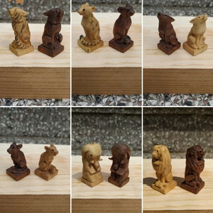Animal Chess Set, Handcarved Wooden Animal Chess Set - Chinese Jungle ...