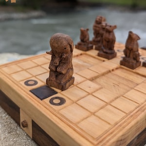 Animal Chess Set, Handcarved Wooden Animal Chess Set - Chinese Jungle ...