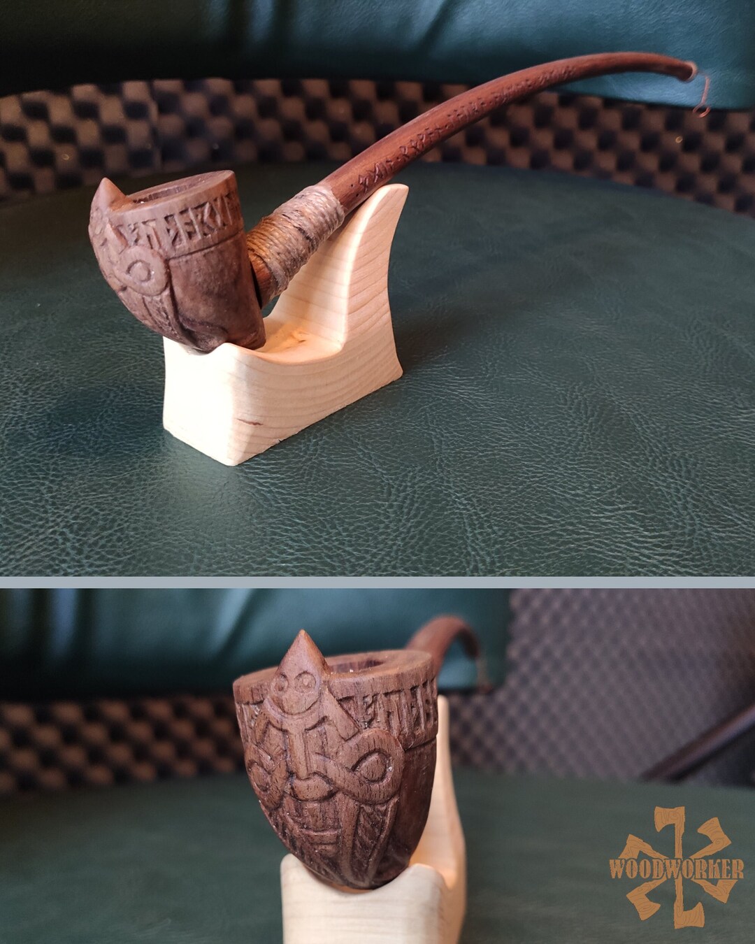 Smoking Pipe With Odin's Raven, Walnut Smoking Pipe With Viking Raven ...