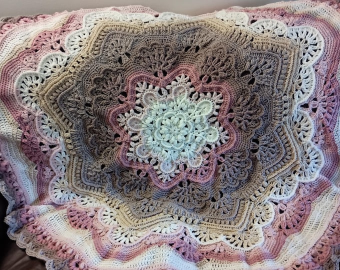 Blooming Hope Handmade Crochet Blanket/family/special Occasion/gift/unique/meowth/acrylic/round ...