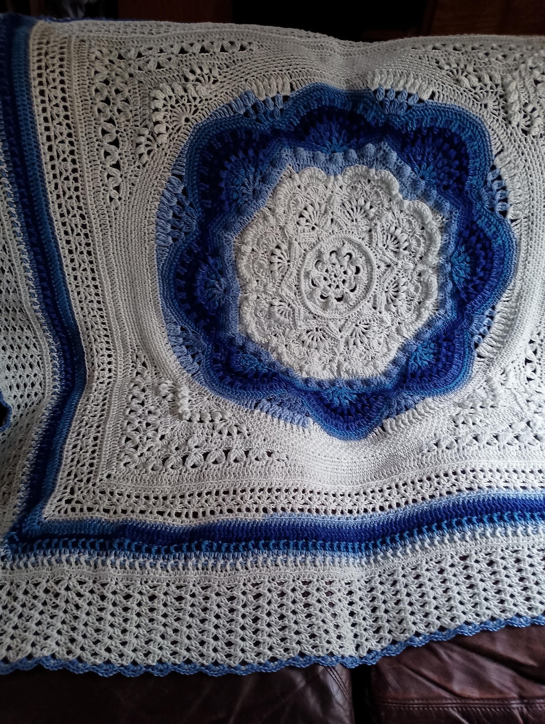 Handmade Crochet Blanket: Arctic Arcadia Blues, 53-inch Afghan - Etsy