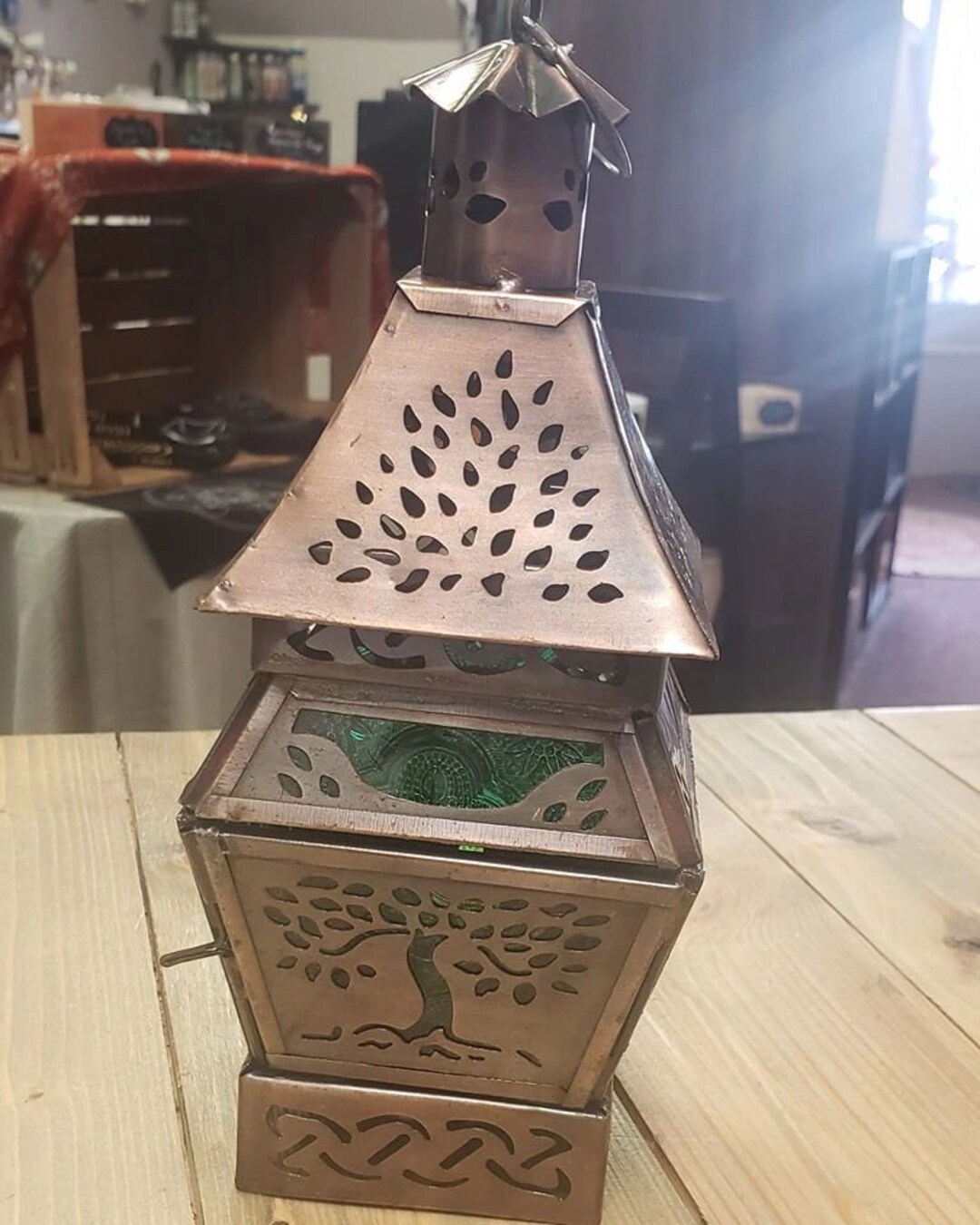 Metal & Glass Tree of Life Lantern - Etsy