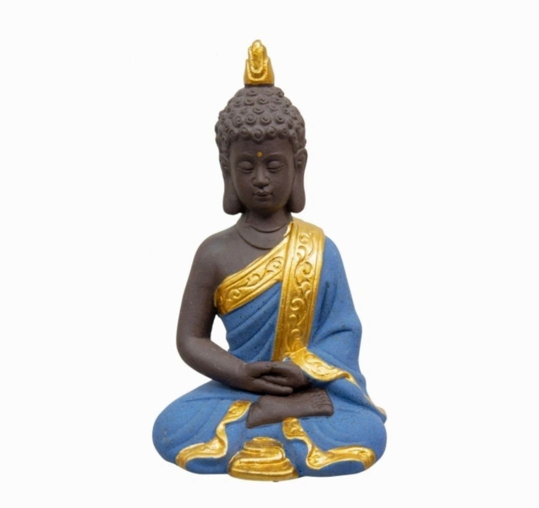 Meditating Buddha Blue Figurine - Etsy