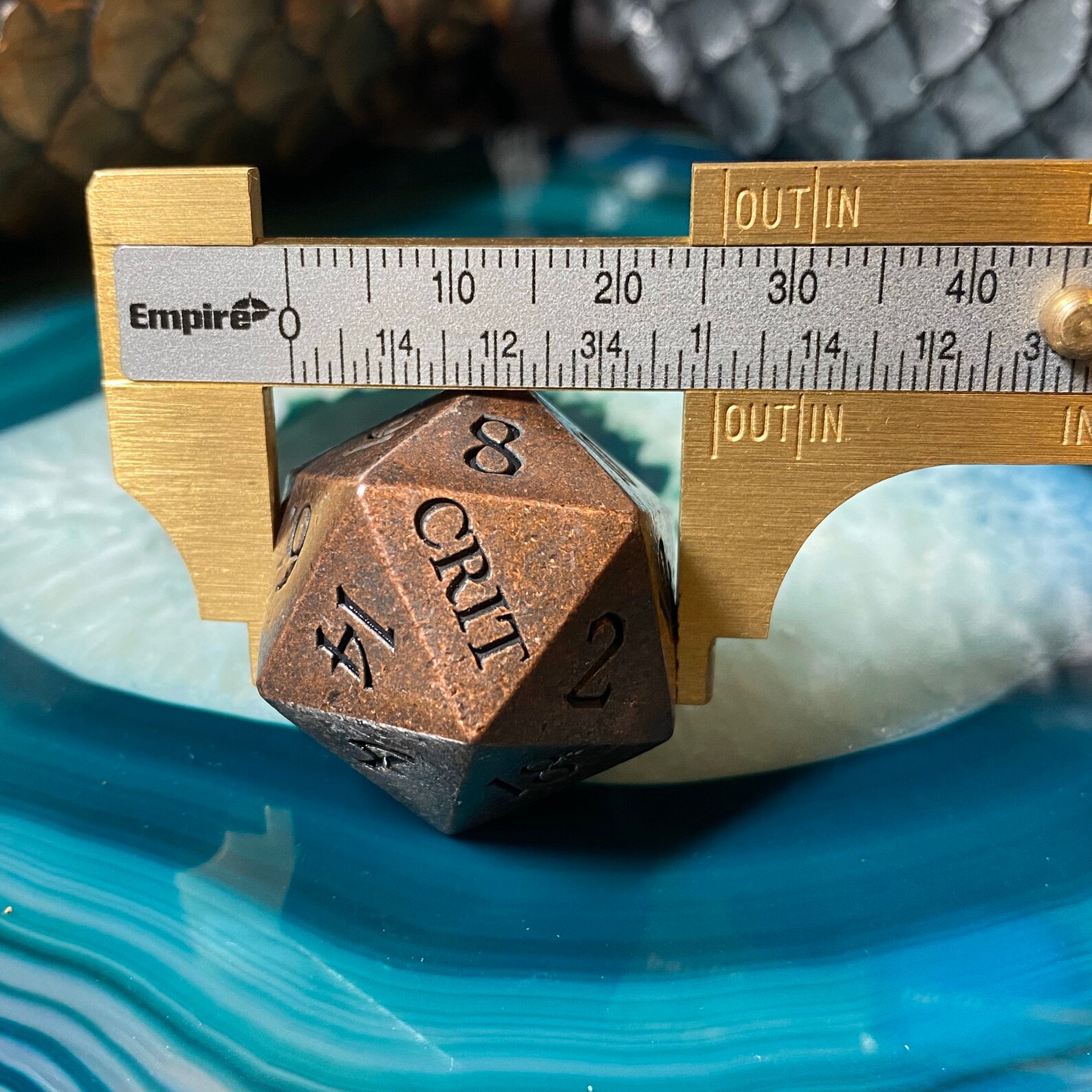 D&D CRIT/SHIT Single D20 Die Ancient Copper Metal 25mm and Bag - Etsy