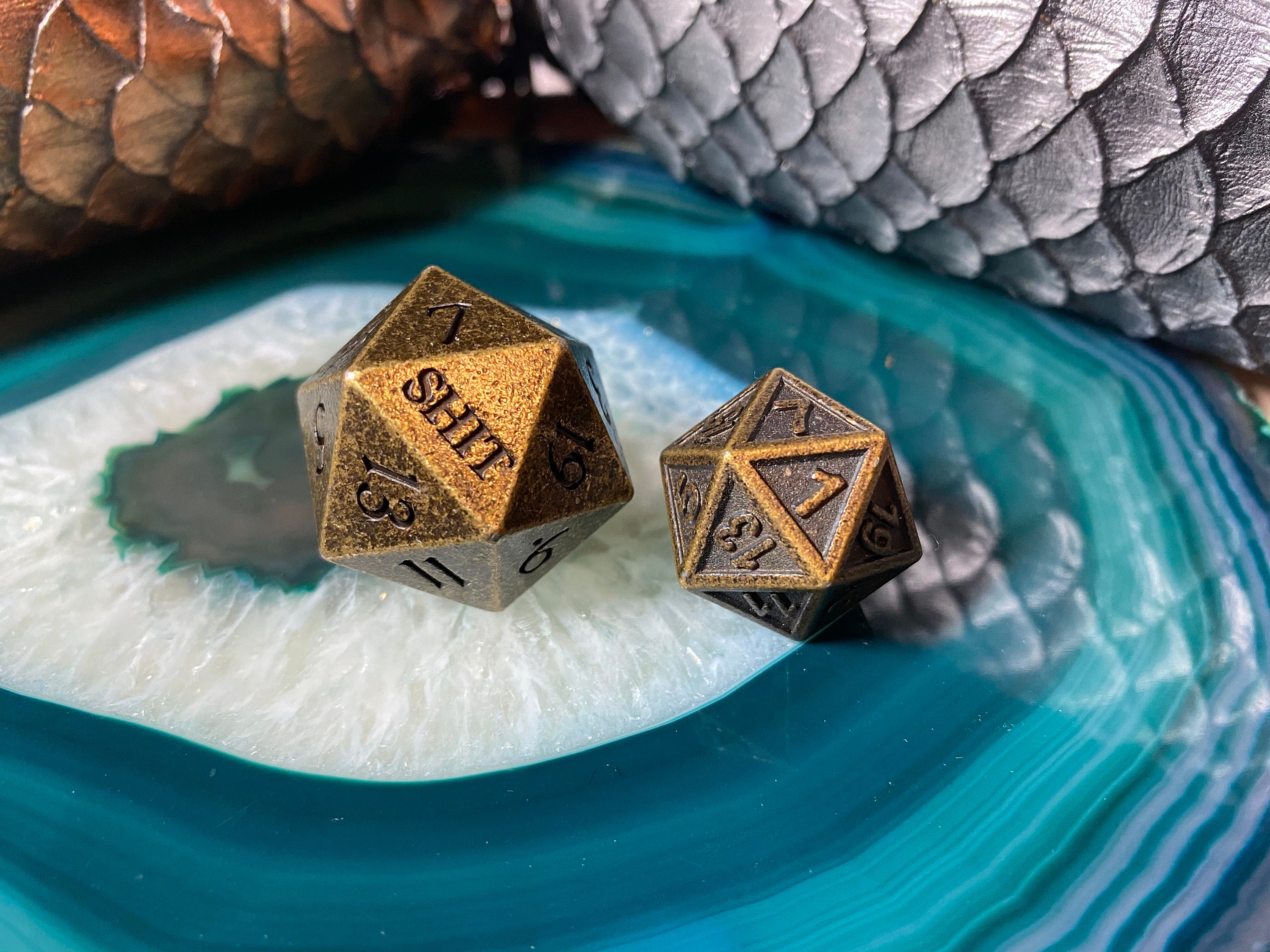 D&D CRIT/SHIT Single d20 Die Ancient Gold Metal 25mm and Bag | Etsy