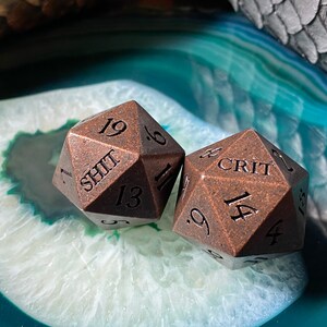 D&D CRIT/SHIT Single D20 Die Ancient Copper Metal 25mm and Bag - Etsy