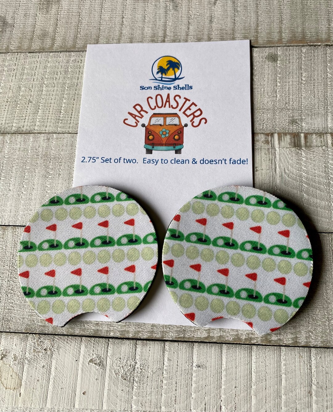 Set of 2 Golf Car Coasters - Golf Golfer Car Accessories - Golf Decor ...