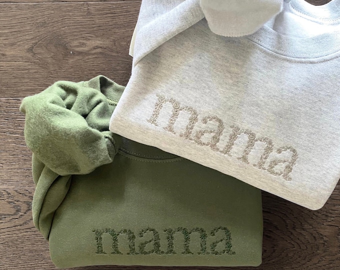 Mama Sweatshirt, Embroidered Mama Sweatshirt, Embroidered Mama Shirt ...