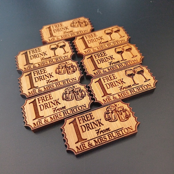 Personalised Drink Token Table Favours - Etsy UK