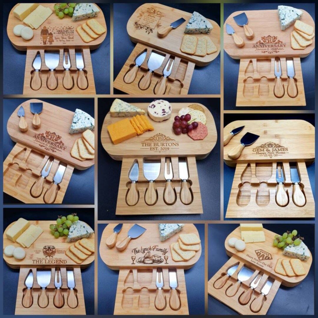 Personalised Cheese Board and Cheese Accessories Set - Custom Cheese ...