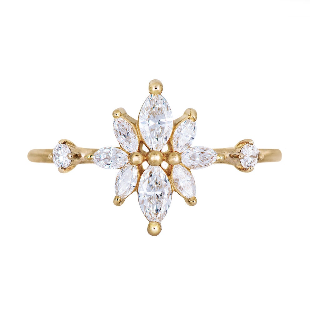 Flower Cz Ring,dainty CZ Ring, Cz Stacking Ring, Starburst Ring,simple ...