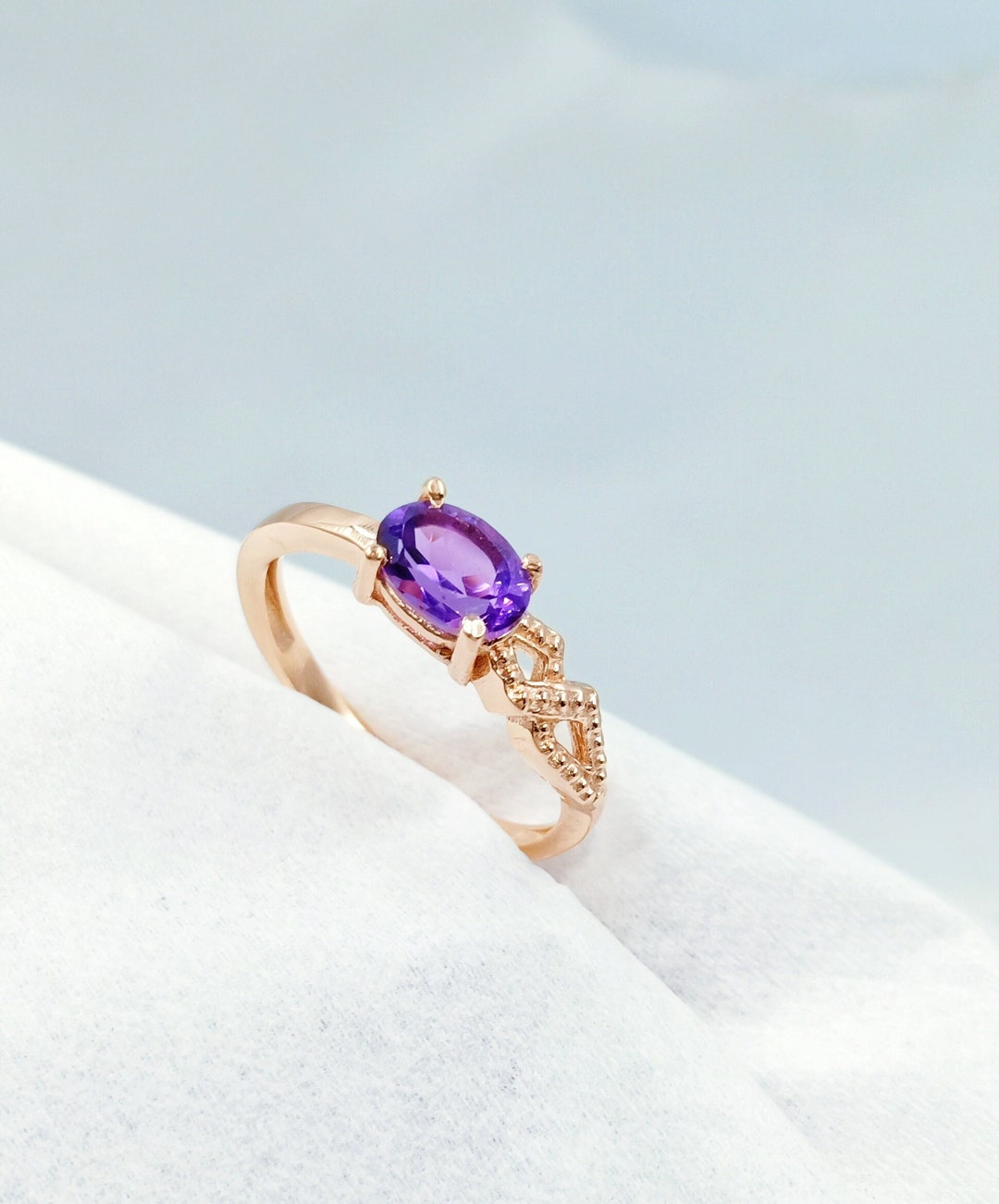 Zierliche Amethyst Ring Stacking Ring Naturliche Amethyst Ring Rose Gold Ring Sterling Silber Ring 14K Solid Gold Ring Geschenk fur Sie Etsy
