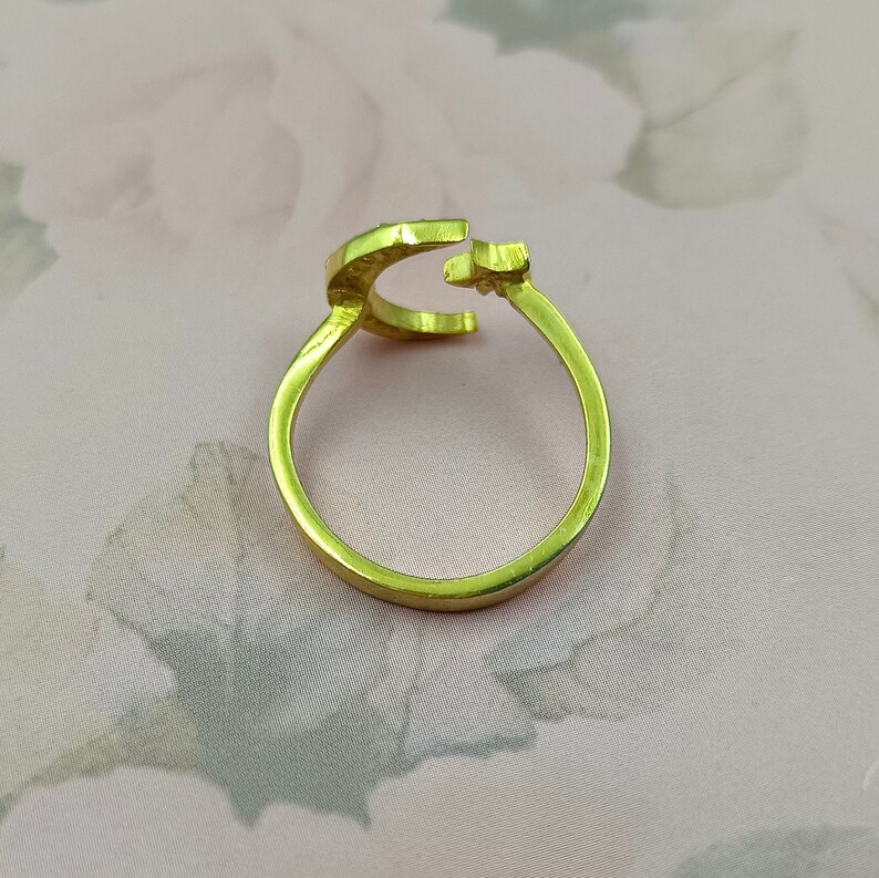 14K Gold Cubic Zircon Ring-fly Me to the Moon Ring-rose Gold Moon Ring ...