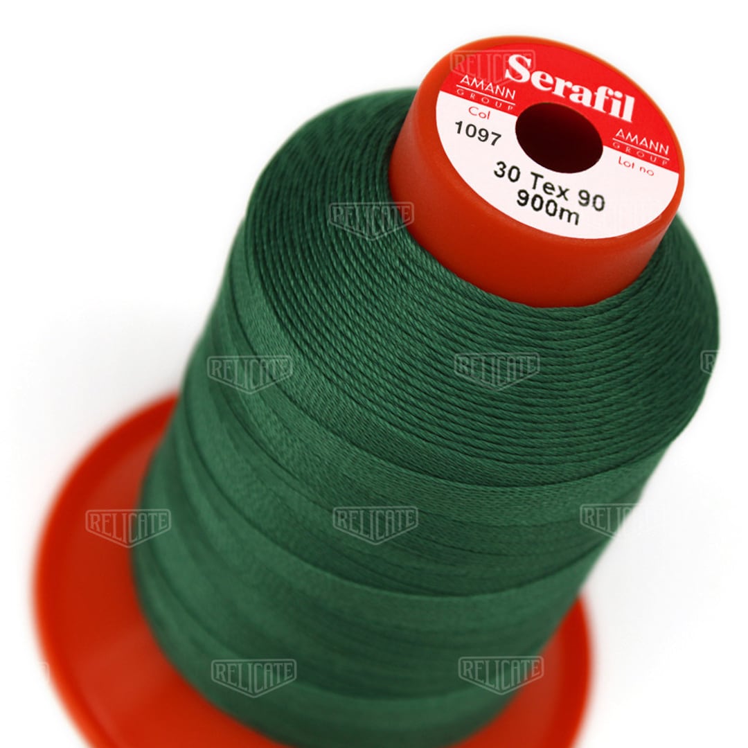 Serafil Polyester Sewing Thread Color 1097 Green Size 30 (TEX 90), Size ...