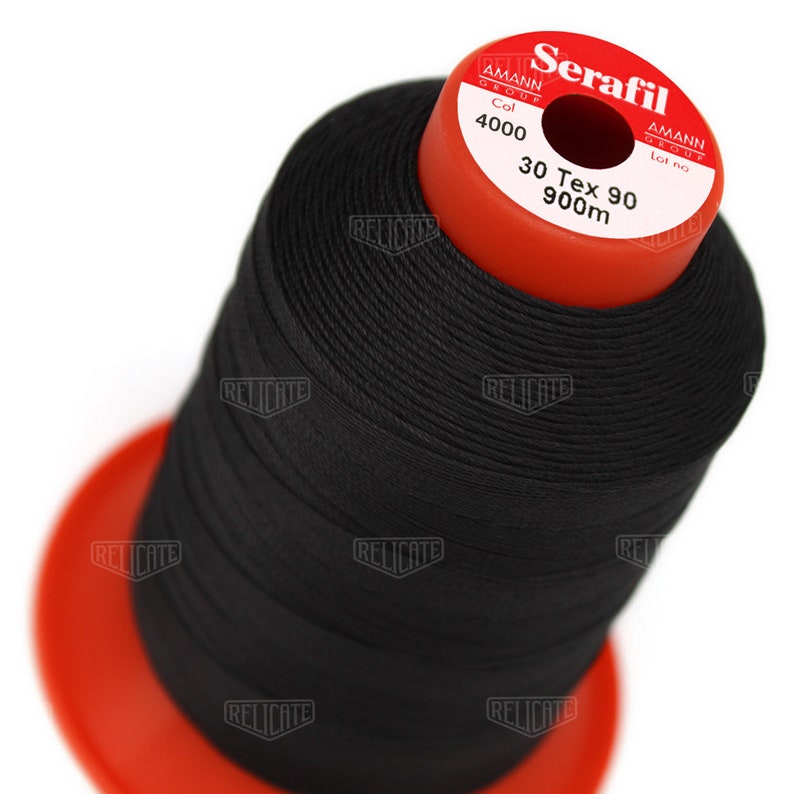 Serafil Polyester Sewing Thread Color 4000 Black Size 30 (TEX 90), Size ...