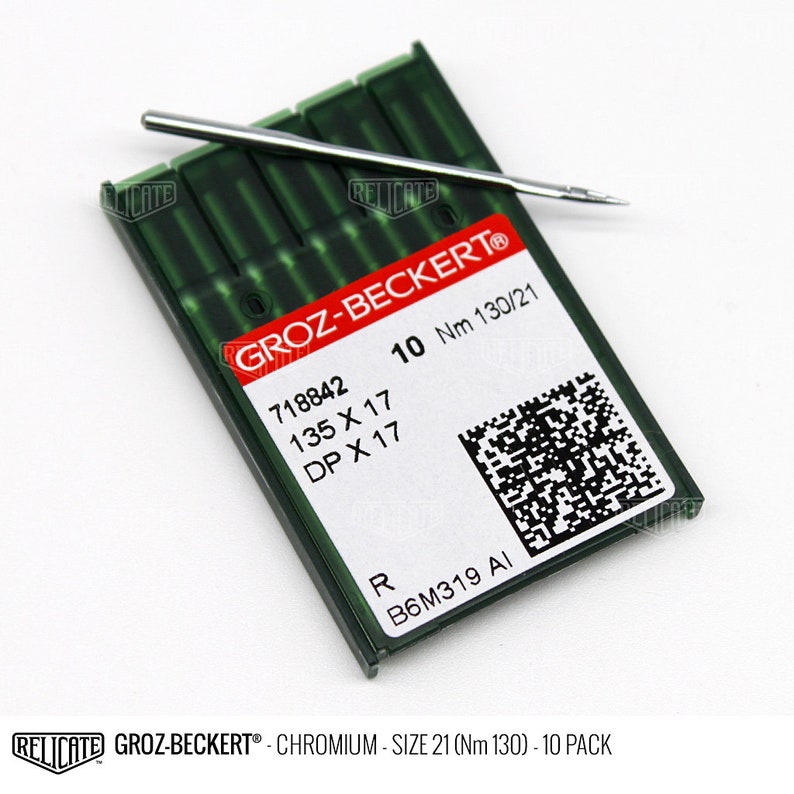 10 PCS Size 130/21 135X17 DPX17 Groz-Beckert Industrial Chromium Sewing Machine Needles 718842 ...