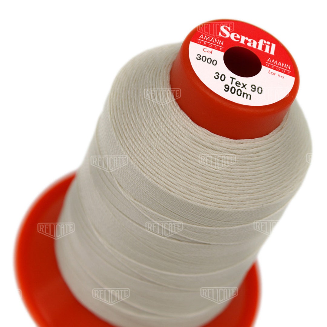 Serafil Polyester Sewing Thread Color 3000 Size 30 (TEX 90), Size 20 ...