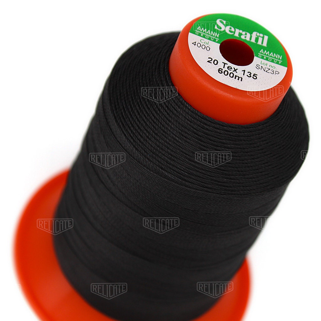 Serafil Polyester Sewing Thread Color 4000 Black Size 30 (TEX 90), Size ...