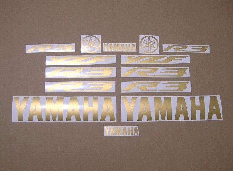 YZF R3 Decals Stickers Custom Graphics Set Satin Gold Neon Red Logo ...