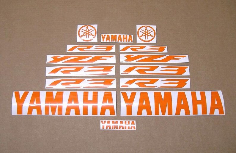 YZF R3 Decals Stickers Custom Graphics Set Satin Gold Neon Red Logo ...
