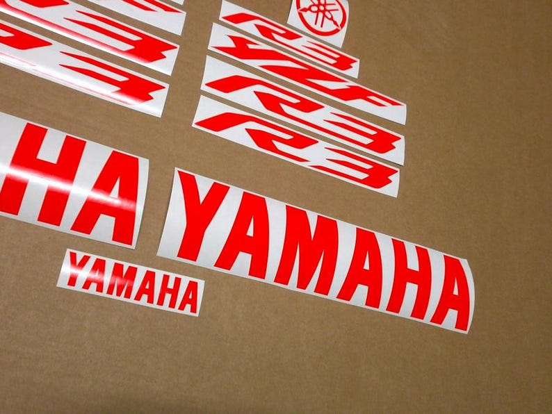 YZF R3 Decals Stickers Custom Graphics Set Satin Gold Neon Red Logo ...