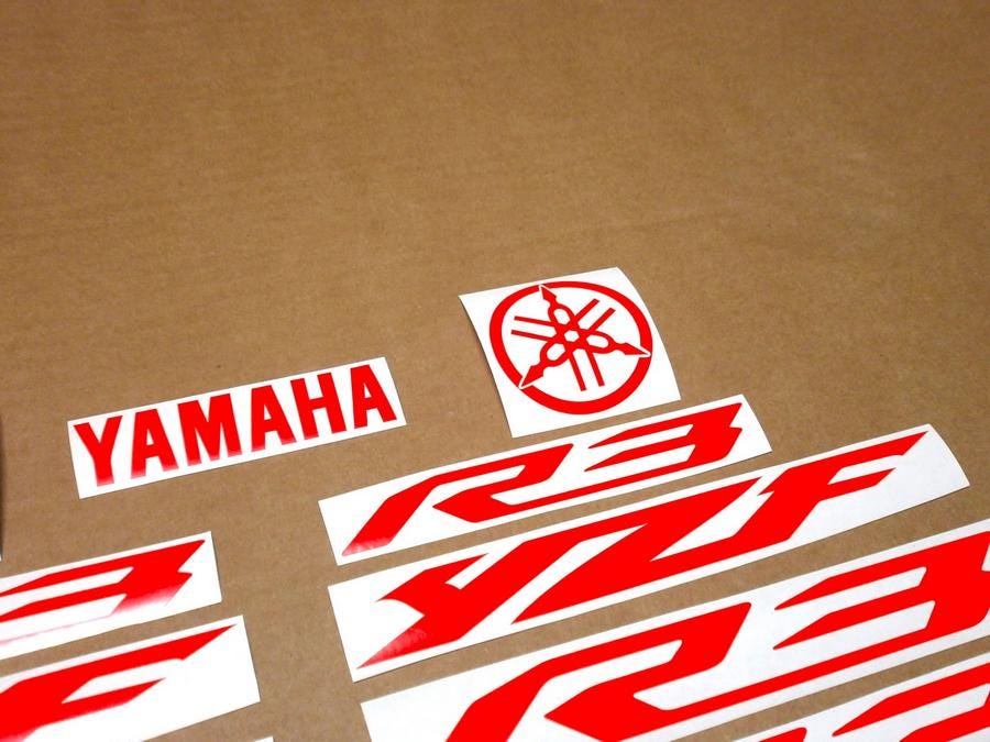 YZF R3 Decals Stickers Custom Graphics Set Satin Gold Neon Red Logo ...