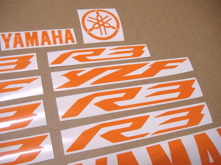 YZF R3 Decals Stickers Custom Graphics Set Satin Gold Neon Red Logo ...