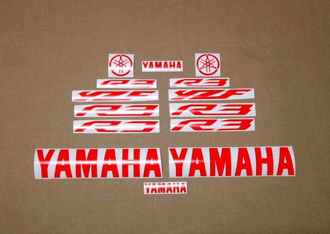 YZF R3 Decals Stickers Custom Graphics Set Satin Gold Neon Red Logo ...