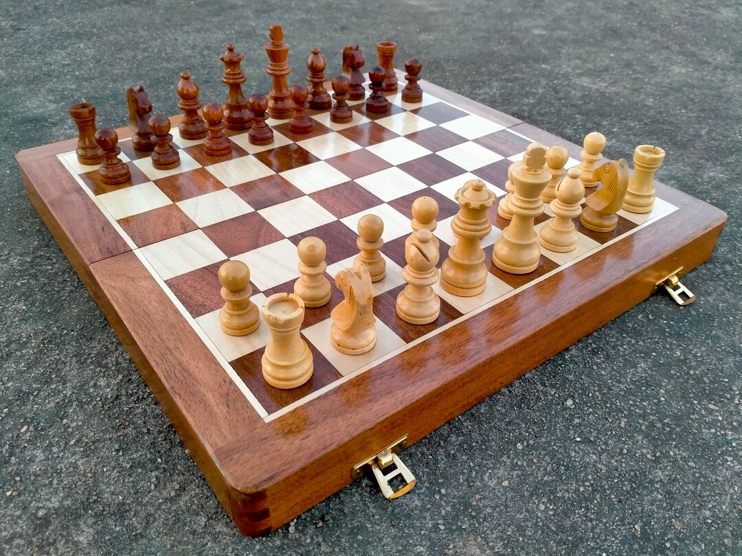 12x12 Inch Wooden Folding Chess Board With - Etsy