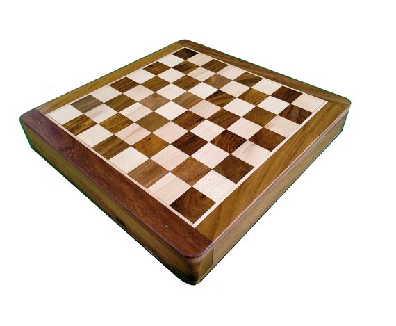 10X10 Inch Indian Handmade Drawer Wooden Chess Board Set with Storage ...