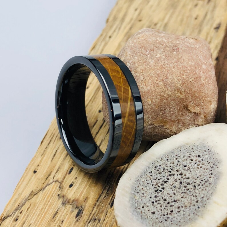 Whiskey Barrel Ring Tennessee Whisky Wood Black Ceramic | Etsy