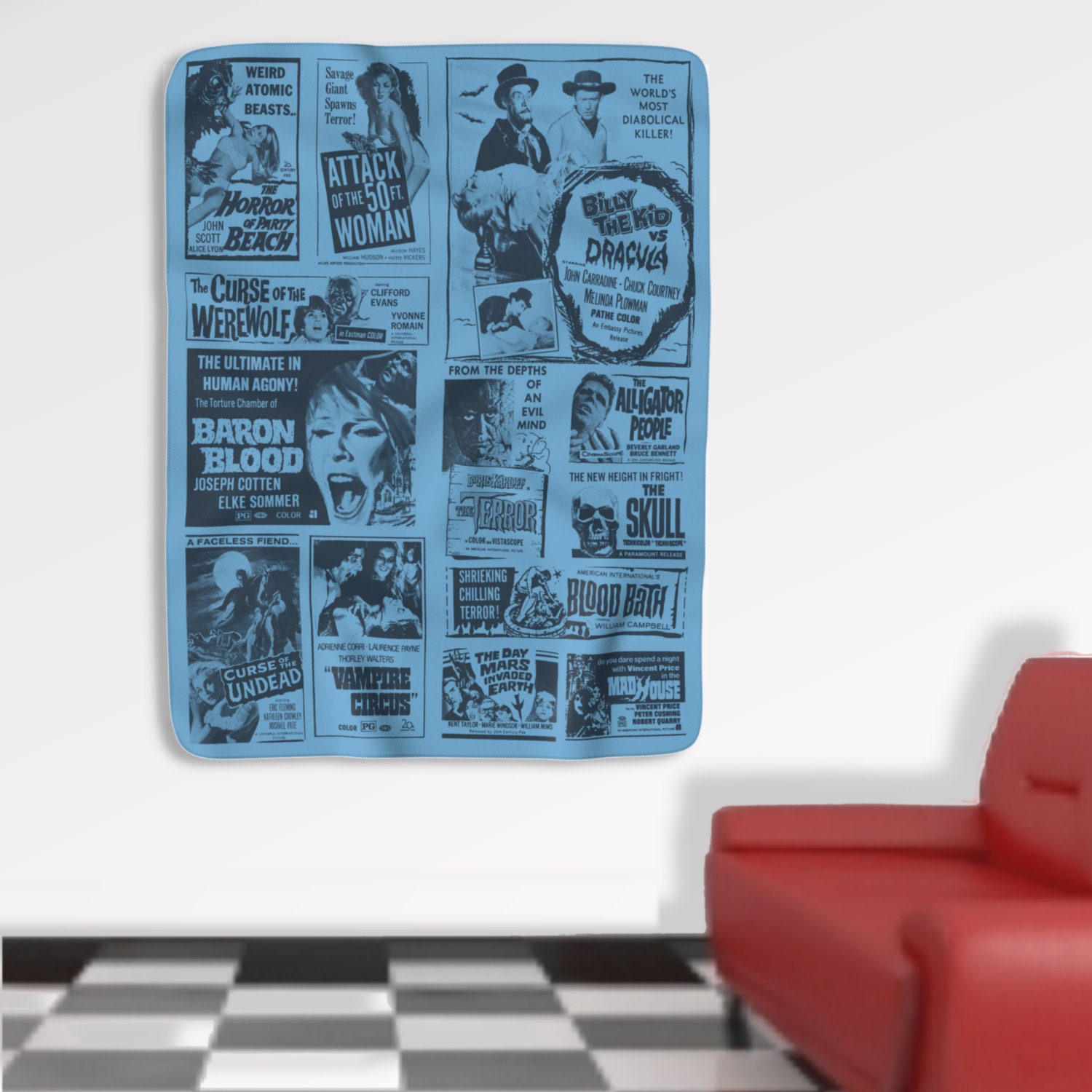 Science Fiction Horror Movie Advertising Fleece Blanket 50x60 60x50 Fun ...