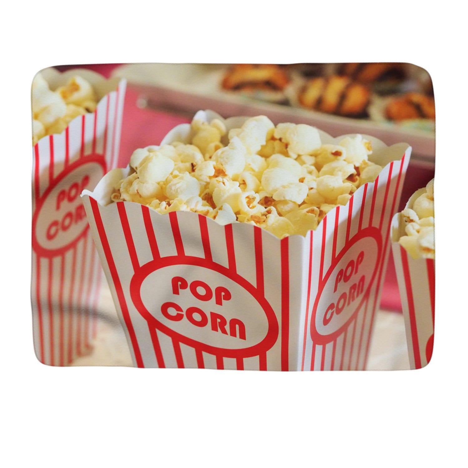 Movie Popcorn Fleece Blanket 50x60 60x50 Fun Media Room Home Theater ...