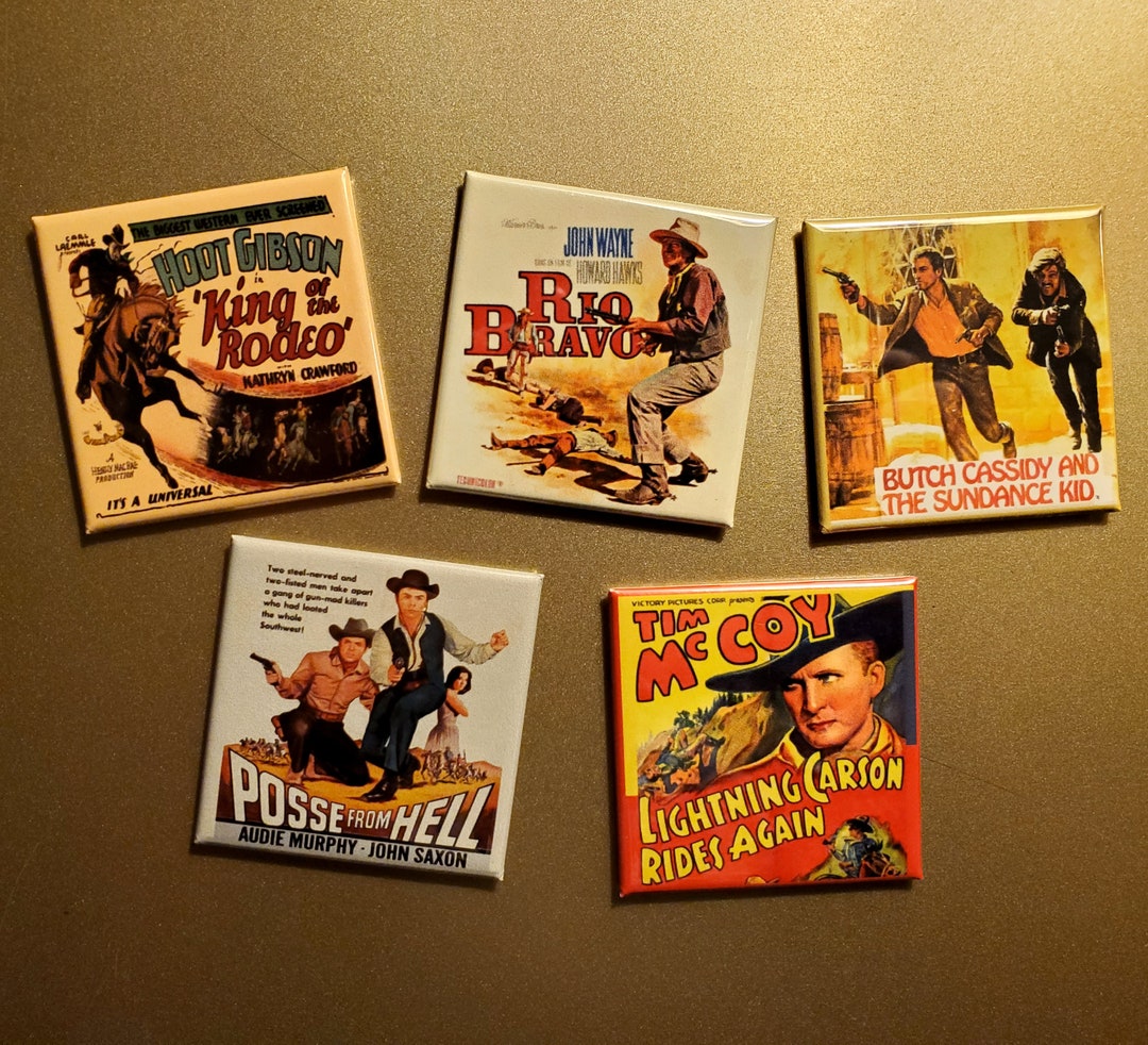 Western Movie Metal Magnets / Fun Kitsch Retro Cowboy Vintage Kitchen ...