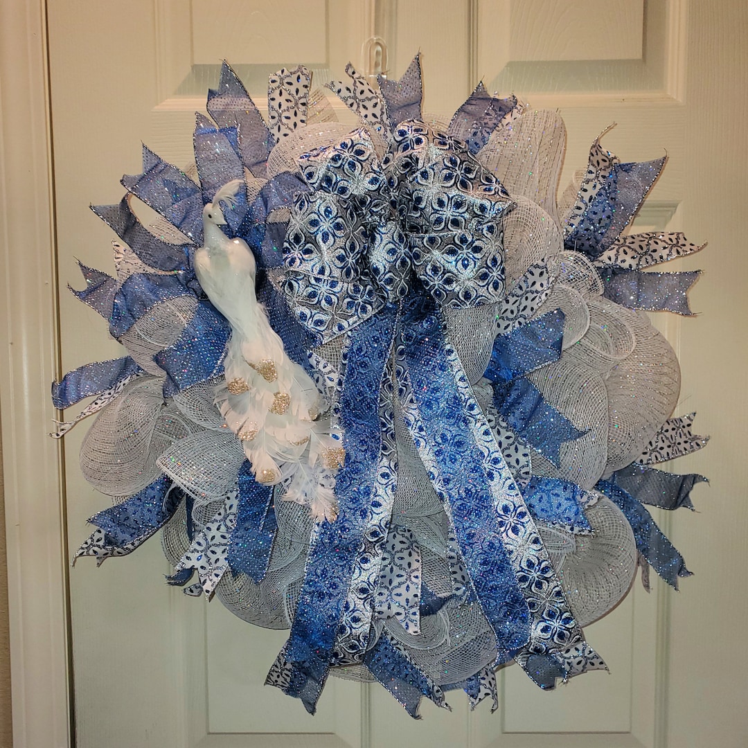 Stunning White Dove Christmas Deco Mesh Wreath - Etsy