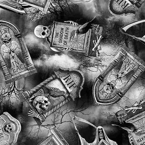 Timeless Treasures Wicked Eve Tombstones Black Quilting Fabric BTY - Etsy