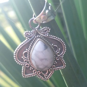 Natural Howlite Pendant 925 Silver Pendant White Buffalo - Etsy