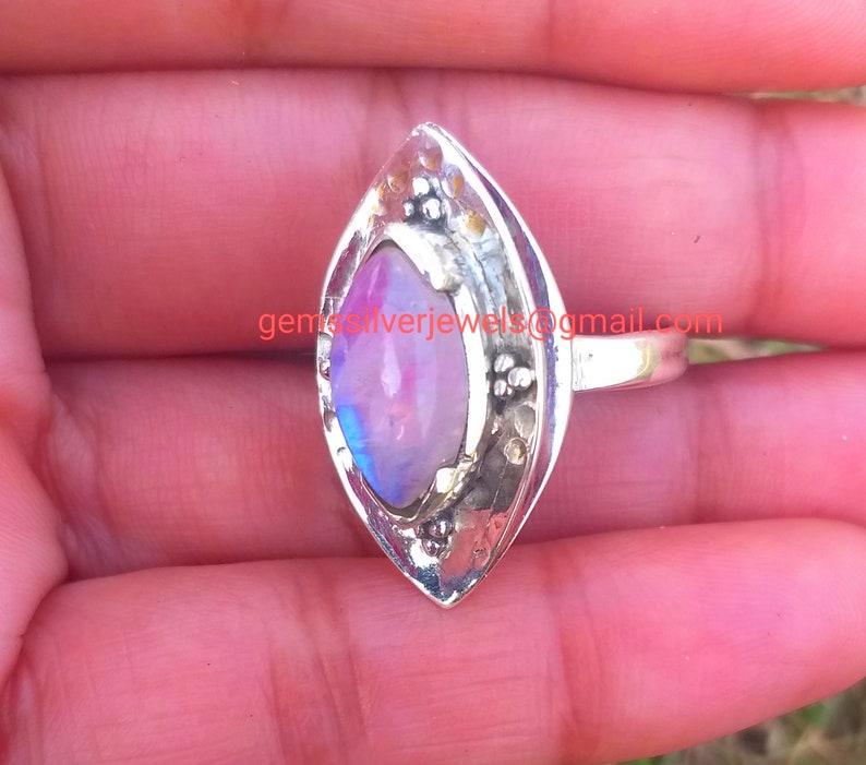 Pink Moonstone Ring 925 Silver Rainbow Moonstone Ring - Etsy