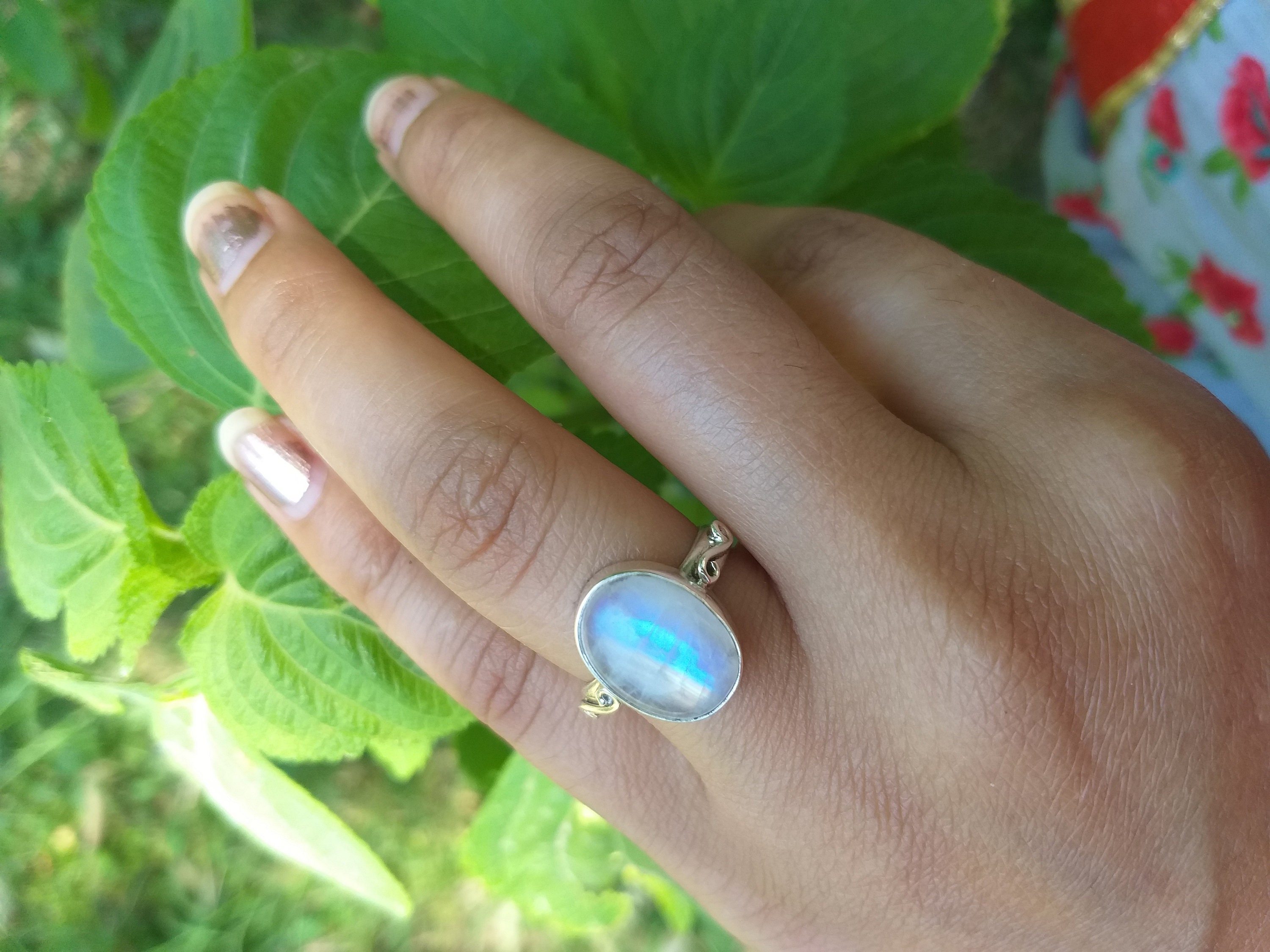 Moonstone Ring 92.5% silver Ring Oval Stone Ring Natural | Etsy