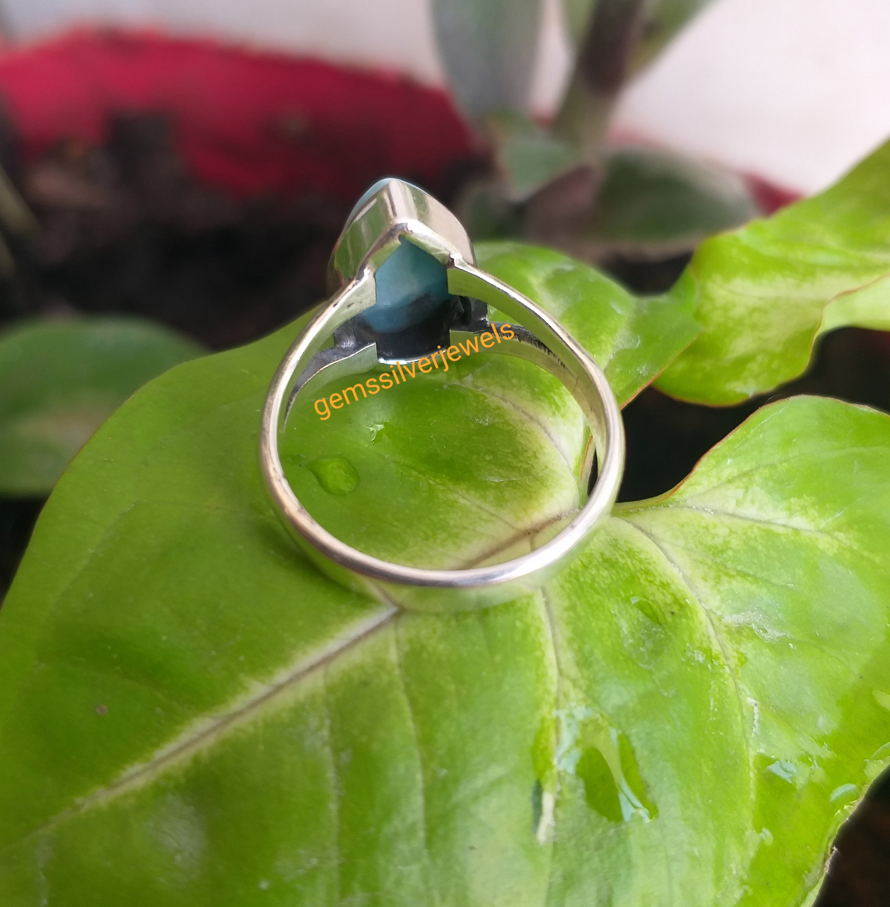 Natural Larimar Ring 925 Sterling Silver Rings Blue Larimar | Etsy