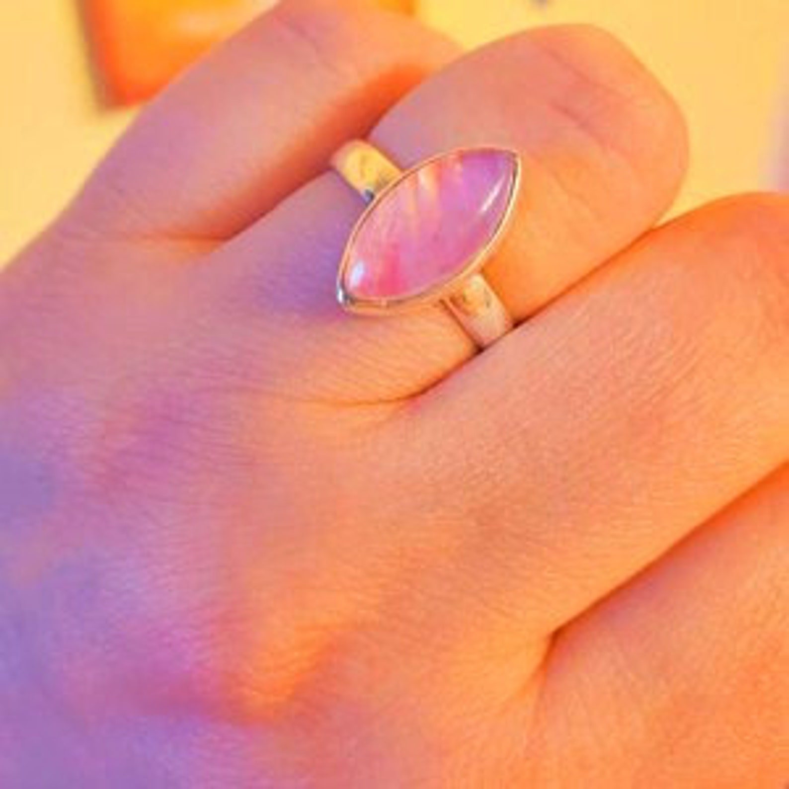 Natural Moonstone Ring 92.5% Silver Ring Pink Moonstone - Etsy