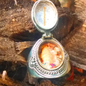 Buy Pink Moonstone Pill Box Ring, Natural Rainbow Moonstone Poison Box ...