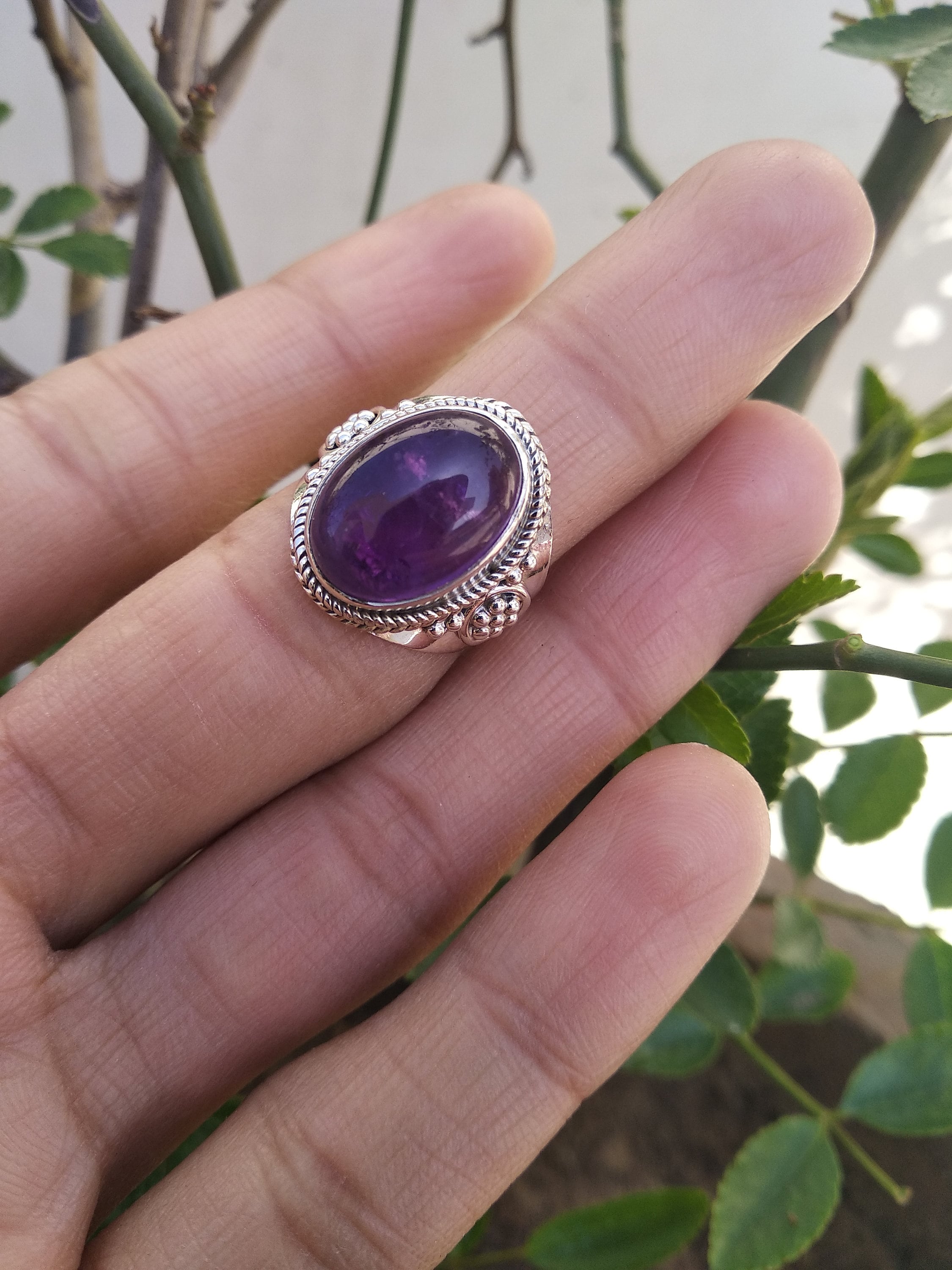 Amethyst Ring Sterling Silver Ring Real Purple Amethyst | Etsy