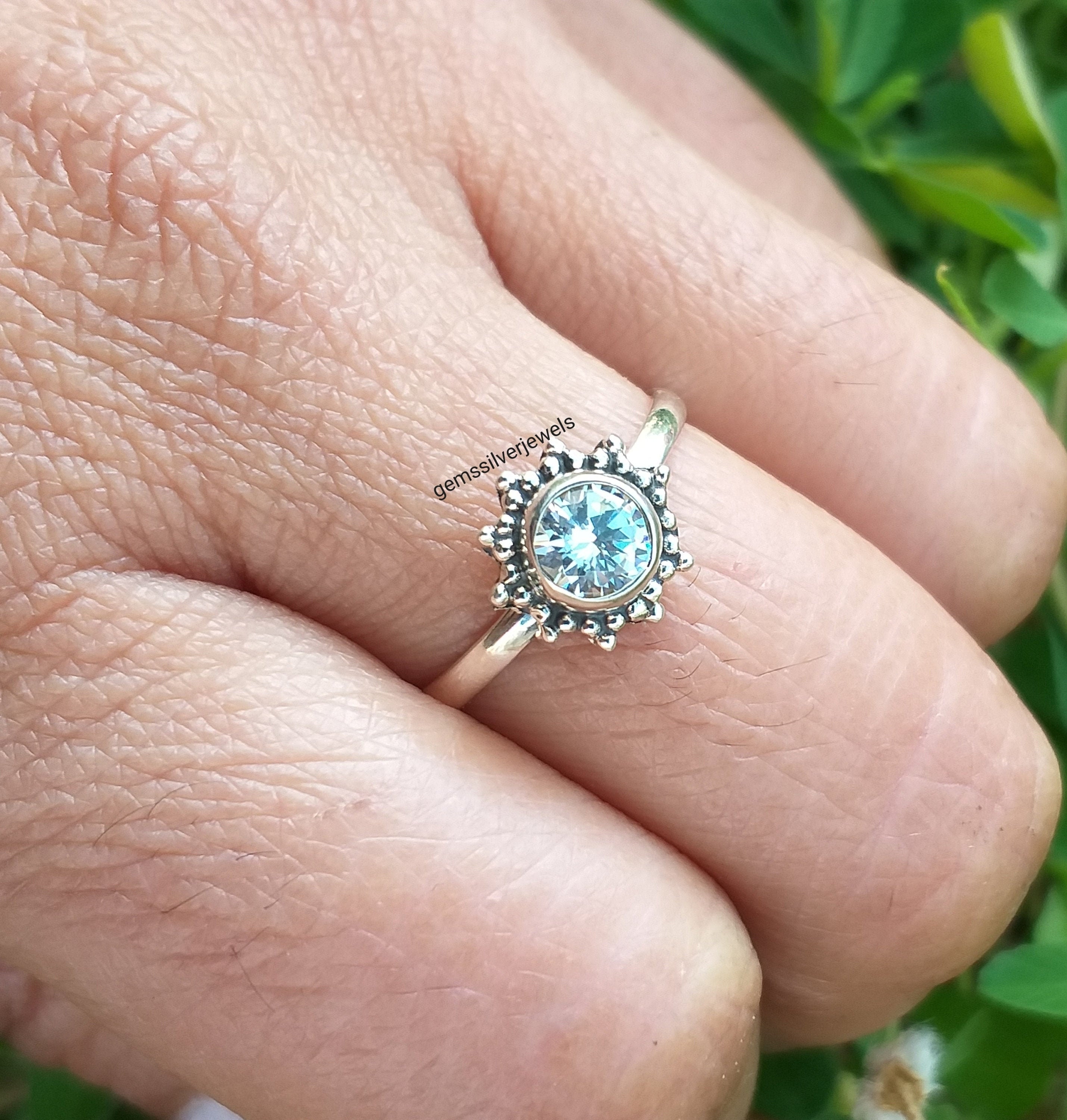 Zircon Ring American Diamond Ring 925 Sterling Silver Ring | Etsy