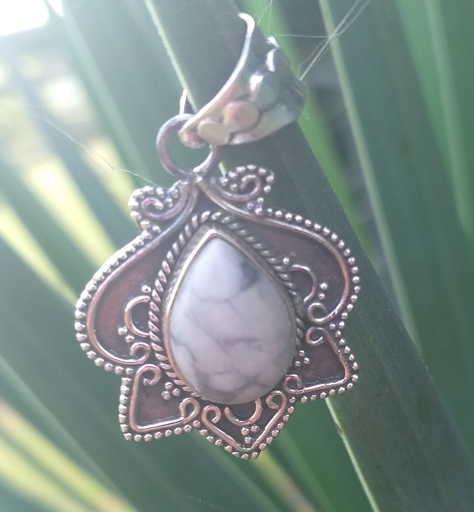 Natural Howlite Pendant 925 Silver Pendant White Buffalo - Etsy