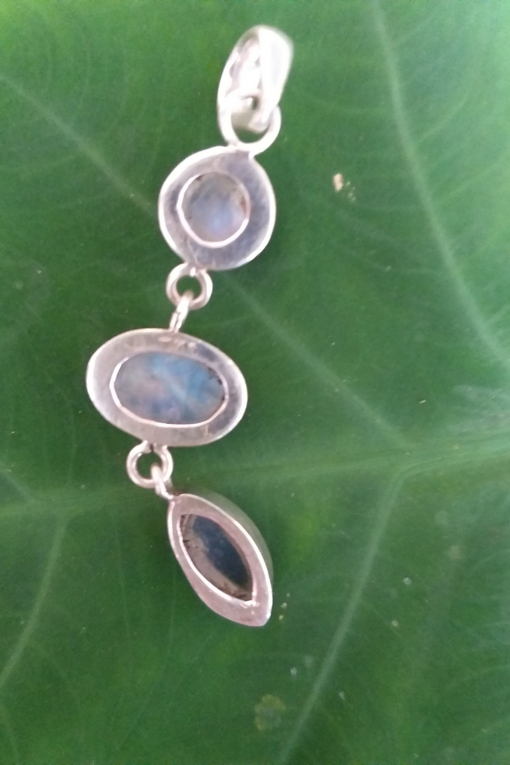 Moonstone Pendant Three Stone Pendant 925 Silver Pendant | Etsy